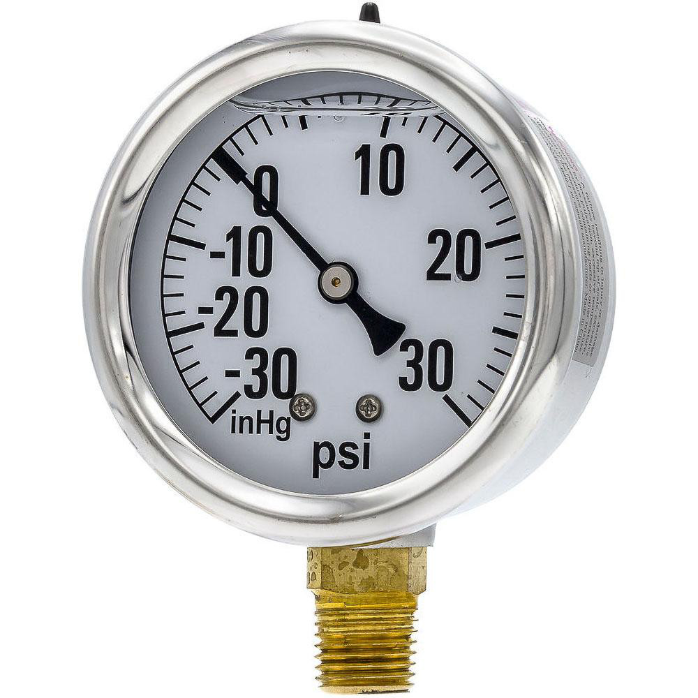 PIC Gauges - Pressure Gauge: 2-1/2" Dial Dia, -30 to 30 psi, 1/4" MNPT, Lower Mount | MSC Direct