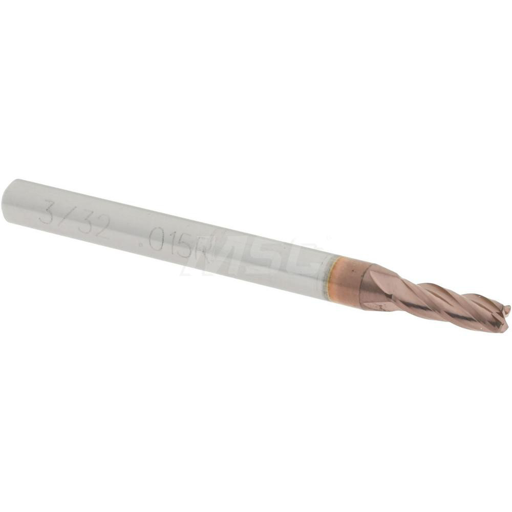 Accupro - Corner Radius End Mill: 3/32" Dia, 9/32" LOC, 0.0150" Radius ...