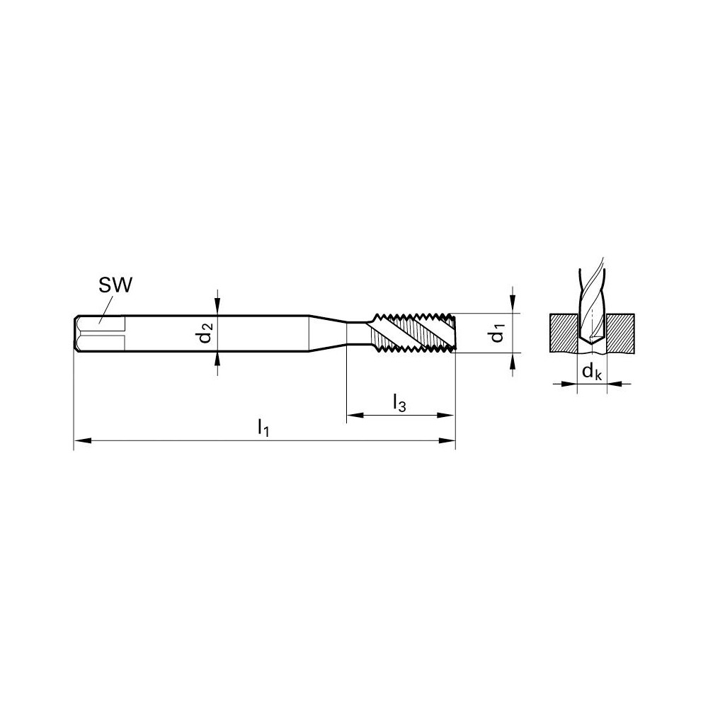 Guhring - Spiral Flute Tap: #10-32, UNF, 3 Flute, Modified Bottoming ...