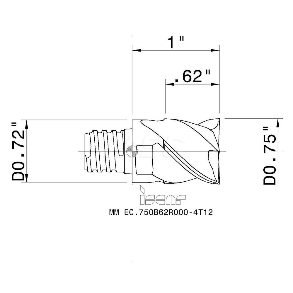 Iscar - MM EC.750B62R000-4T12 Carbide End Mill Tip Insert - 59058230 ...