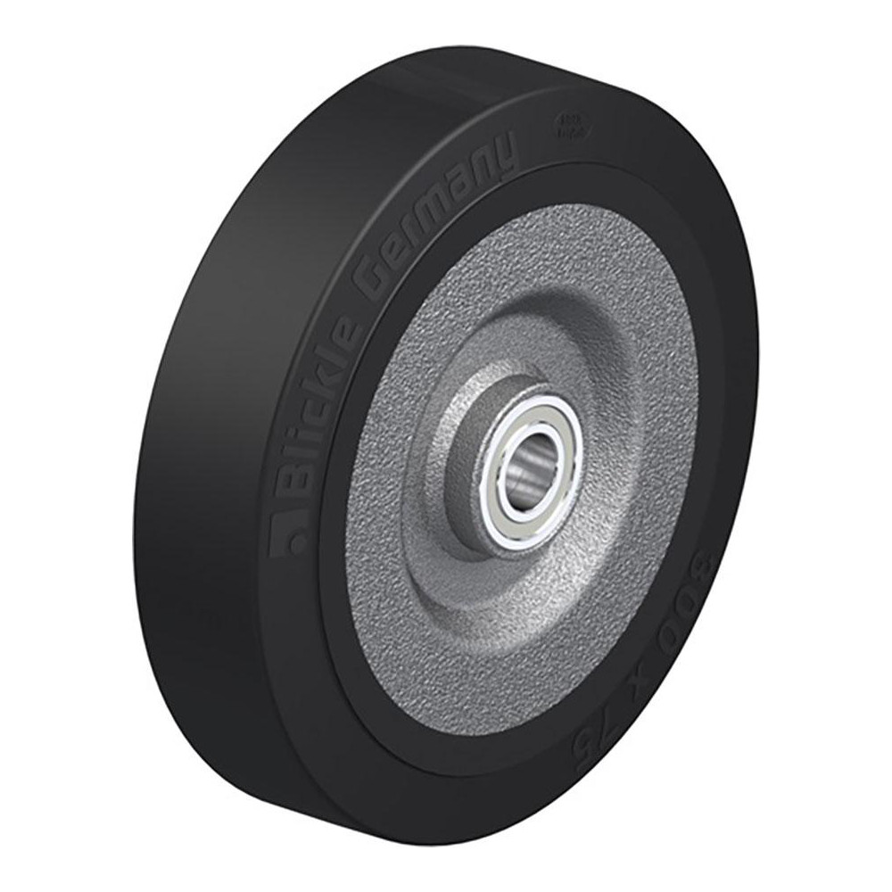 Blickle - Caster Wheel: Solid Rubber, 12" Dia, 2-61/64" Wide, 1-3/16 ...