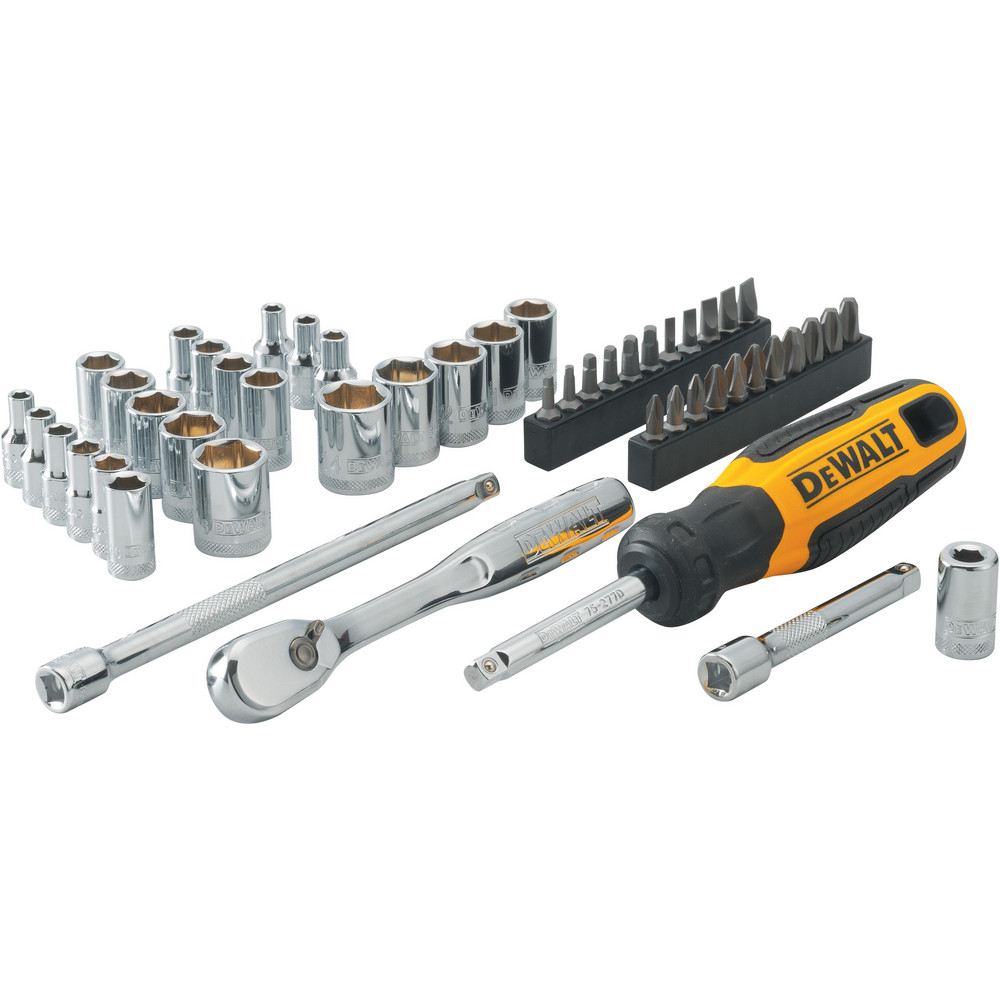 DeWALT - Socket Set: Ratchet & Socket Set, 50 Pc, 1/4 in" Drive | MSC ...