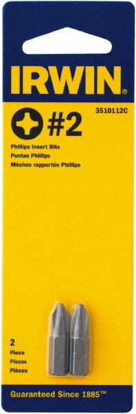 Irwin - Phillips Screwdriver Insert Bit: #2 Point, 1/4" Drive, 1" OAL | MSC Direct