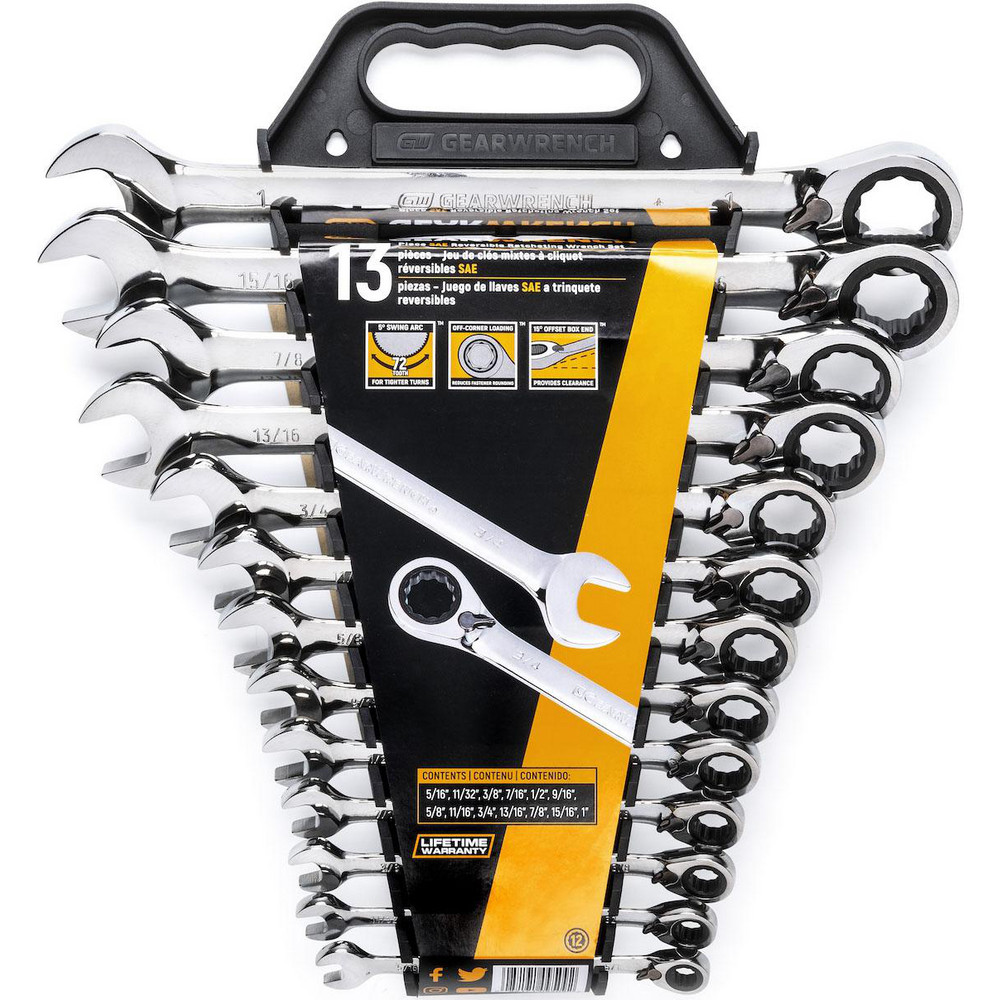 GEARWRENCH - Combination Wrench Set: 13 Pc, 5/16 to 1" Wrench, Inch ...