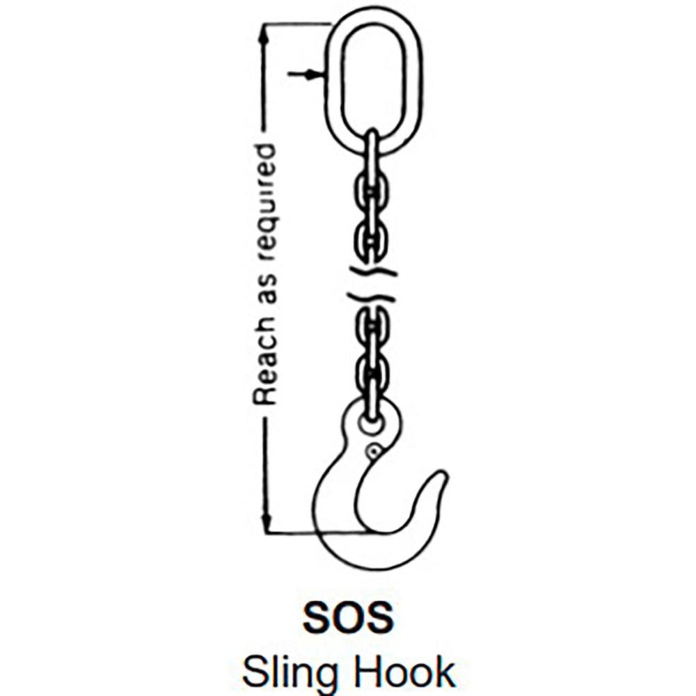 Lift-All - Chain Sling: Oblong, Single-Leg & Sling Hook, 5' Long, 8800 ...