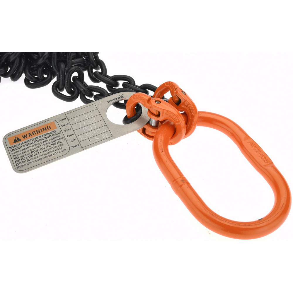 Pewag - Chain Sling: Double-Leg, Grab Hook & Oblong, 5' Long, 15000 lb ...