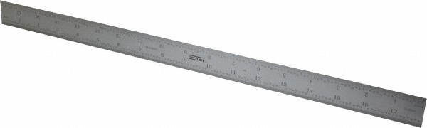 SPI - 18" Long, 1/64, 1/32, 1/16, 1/8" Graduation, Rigid Steel Rule ...