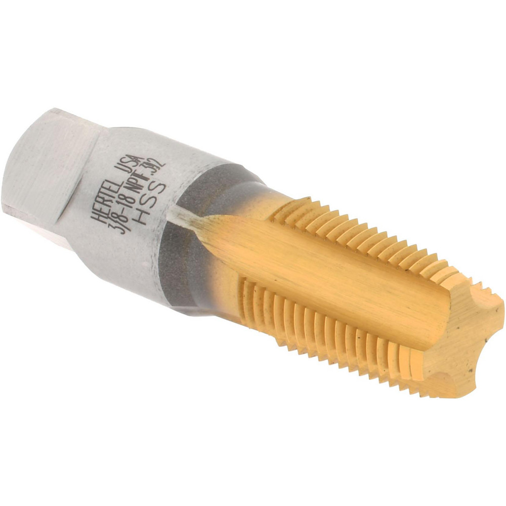Hertel - Standard Pipe Tap: 3/8-18, NPTF, 4 Flutes, High Speed Steel ...