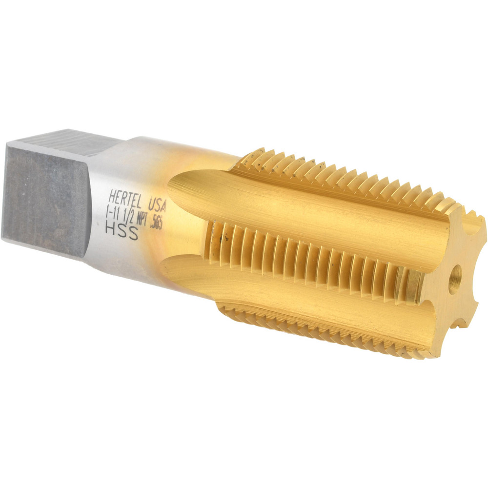 Hertel - Standard Pipe Tap: 1 - 11-1/2, NPT, 5 Flutes, High Speed Steel ...