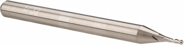 Hertel - Ball End Mill: 1/32" Dia, 3/32" LOC, 4 Flute, Solid Carbide ...