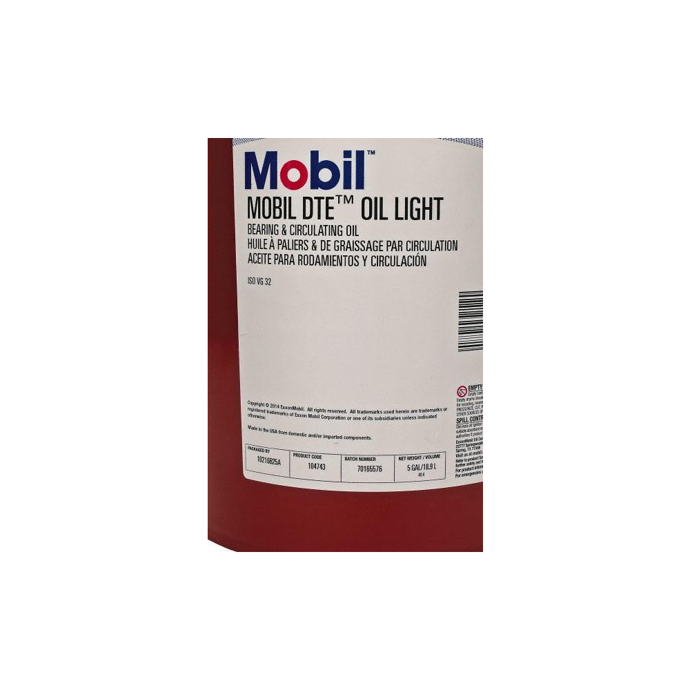 Mobil - Mobil DTE Oil Named Circulating Machine Oil: 5 gal Pail, SAE 10 ...