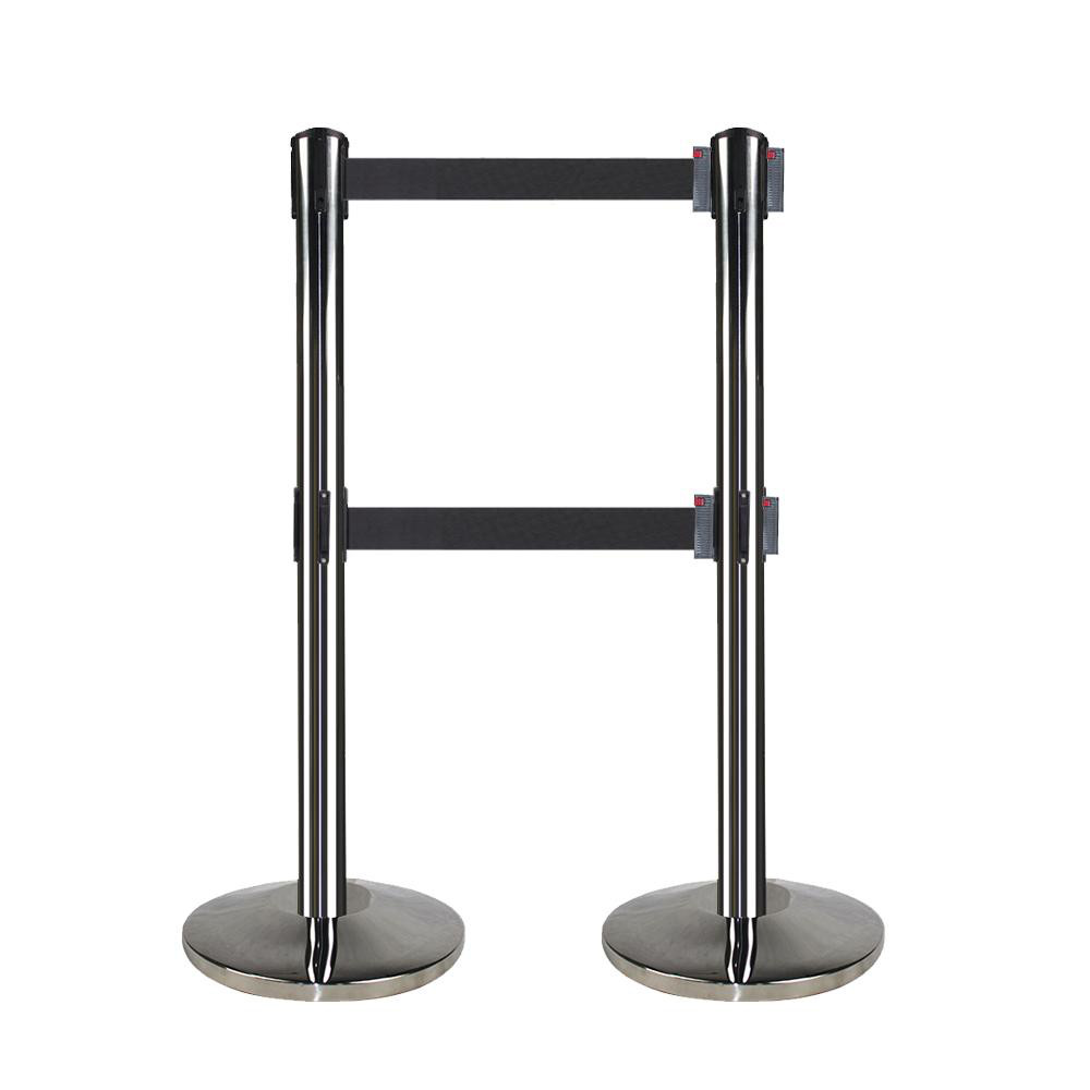 PRO-SAFE - Retractable Belt Barrier Post: 7-1/2' Belt Length, Stainless ...