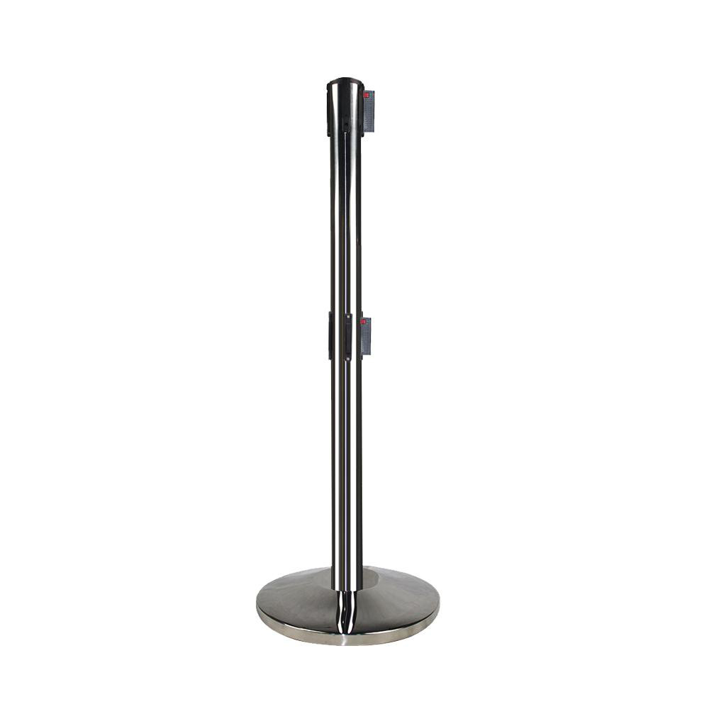 PRO-SAFE - Retractable Belt Barrier Post: 7-1/2' Belt Length, Stainless ...