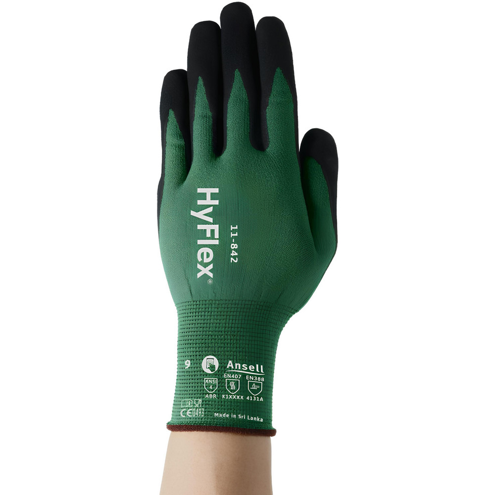 Ansell - Work Gloves: HyFlex® 11-842, Size 2X-Large, Foam Nitrile-Coated Recycled Nylon ...