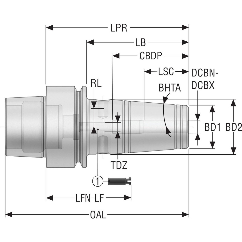 Seco - Shrink-Fit Tool Holder & Adapter: HSK50E Taper Shank, 0.3937 ...