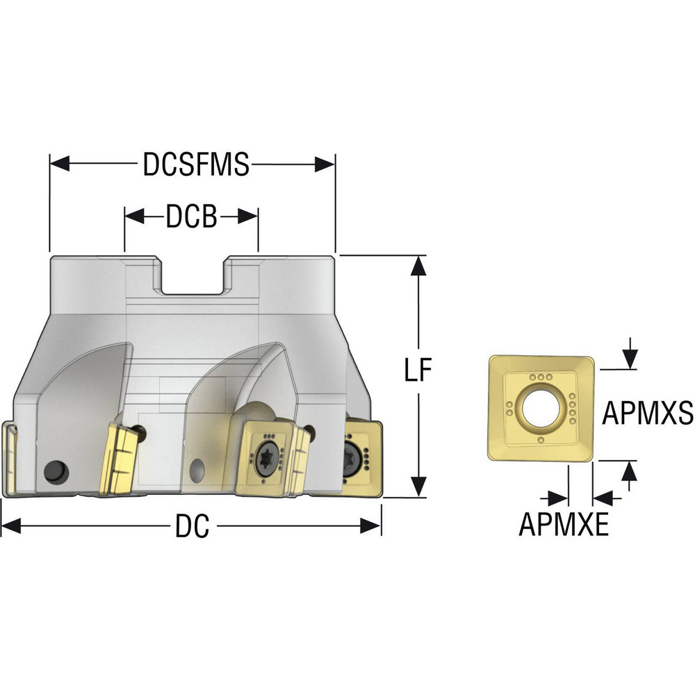 Seco - 63mm Cut Dia, 22mm Arbor Hole Dia, 11mm Max Depth, Indexable ...