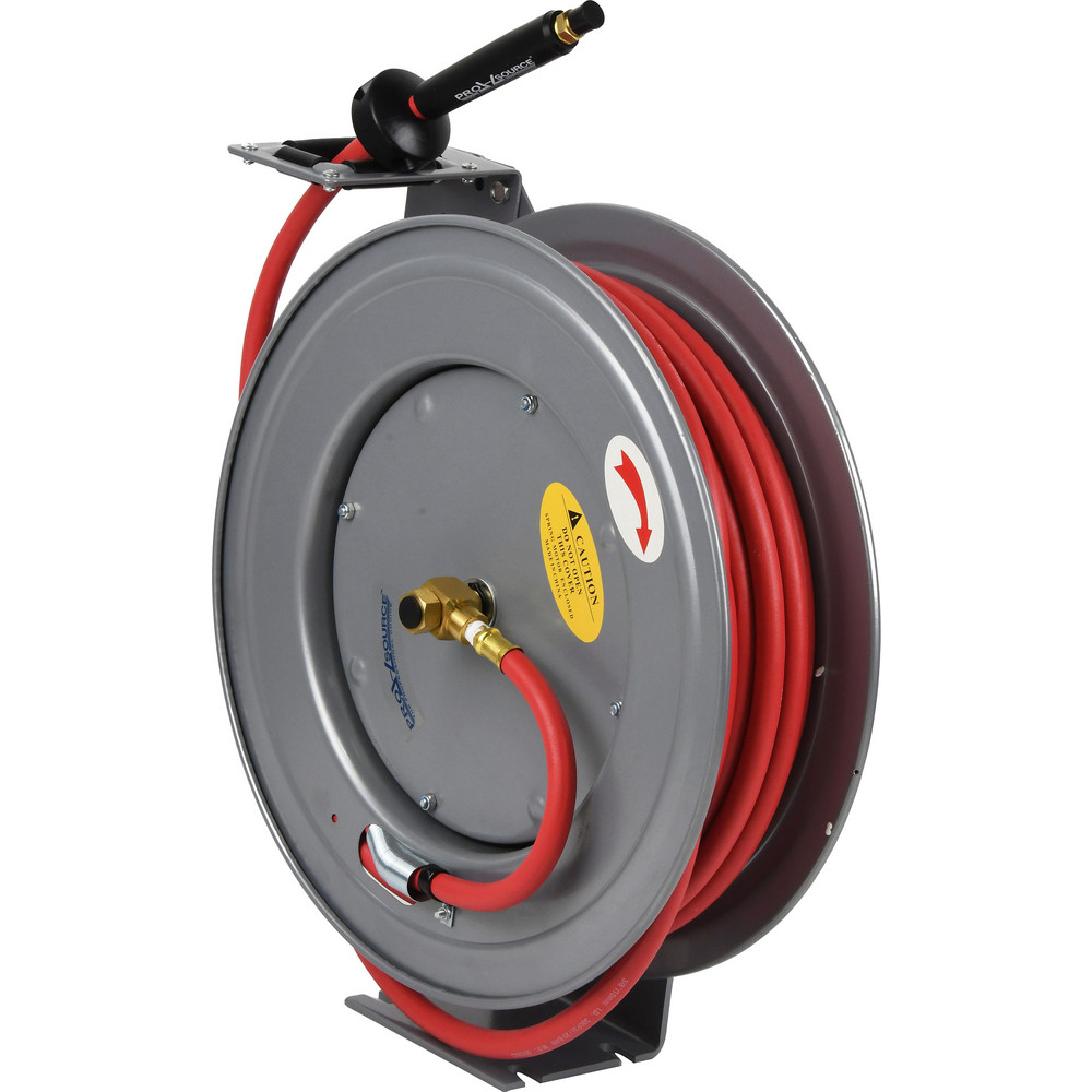 PRO-SOURCE - Hose Reel with Hose: 3/8" ID Hose x 75', Spring ...