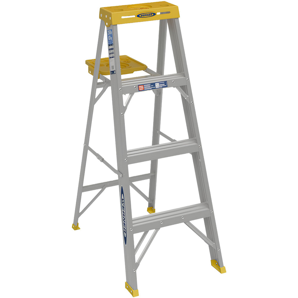Werner - 3 Step Aluminum Foldable Step Ladder: Type I 250 lb Capacity 4 ...