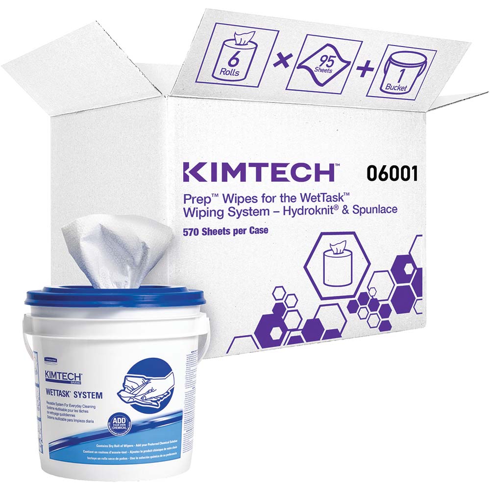 Kimtech - (6) Rolls, 95 Sheets per Roll, Dry General Purpose Wipes with ...