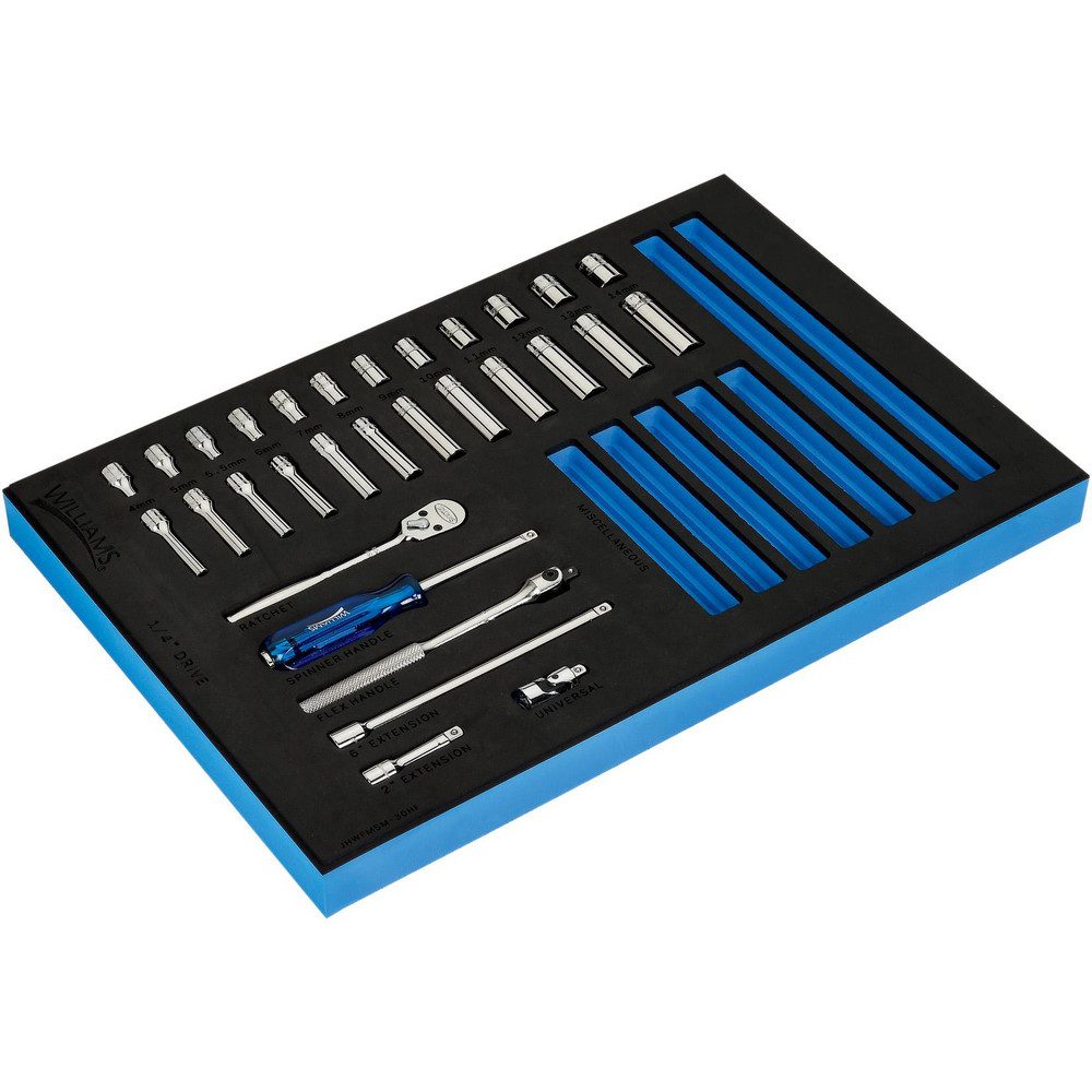 Williams - Socket Set: Deep Standard, 30 Pc, 1/4" Drive, 5/32 to 35/64 ...