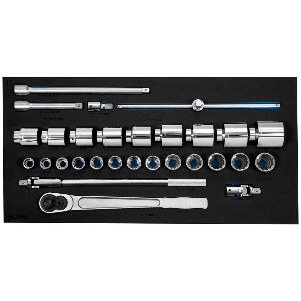 Williams - Socket Set: Ratchet & Socket Set, 29 Pc, 3/4" Drive, 7/8 ...
