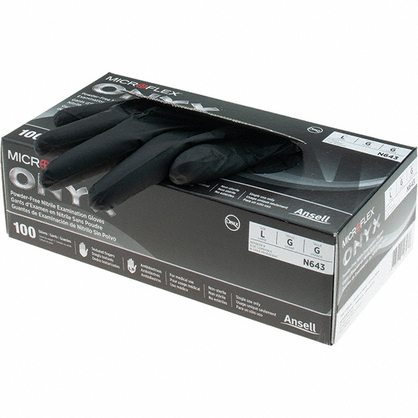Ansell - Disposable Gloves: Series Microflex Onyx, Size Large, 3.5 mil ...