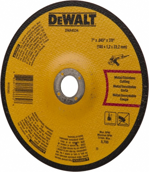 DeWALT - Depressed-Center Wheel: Type 27, 7" Dia, 0.0450" Thick, 7/8 ...