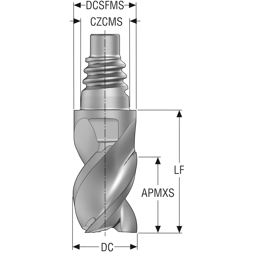 Seco - Square End Mill Heads: Mill Diameter (Decimal Inch): 0.5000 ...