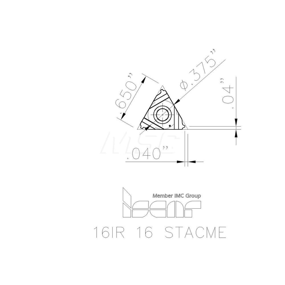 Iscar - Laydown Threading Insert: 16IR 16 ST-ACME IC-50M, Carbide | MSC ...