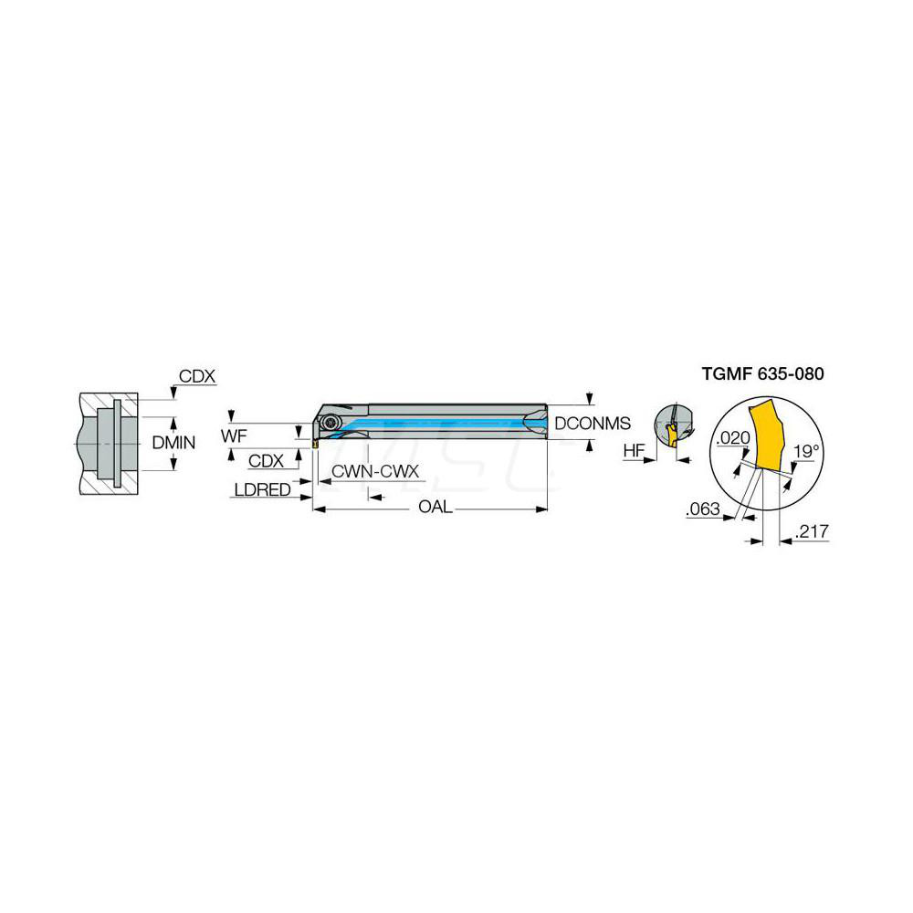 Iscar - Indexable Grooving Toolholder: TGIR 31.7C-6, Internal, Right ...