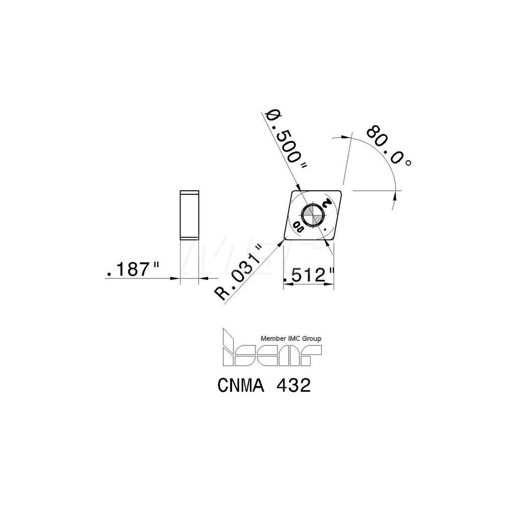 Iscar - Turning Insert: CNMA 432 IC-20, Carbide | MSC Direct