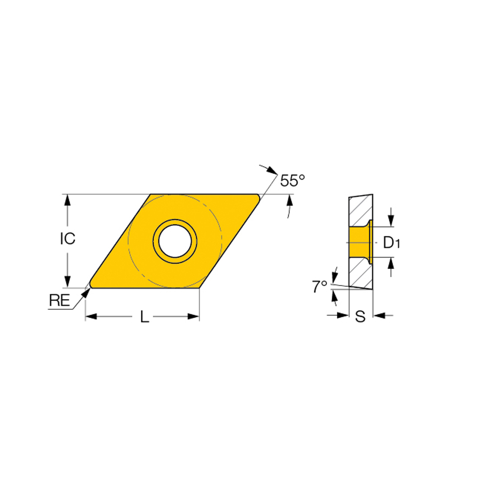 Iscar - Turning Insert: DCMT 2-1 IC-20N, Carbide | MSC Direct