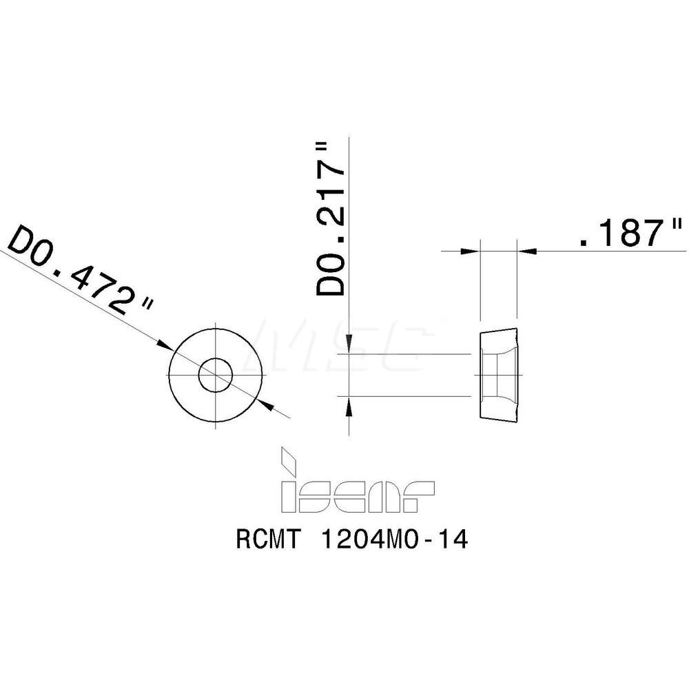 Iscar - Turning Insert: RCMT 1204MO-14 IC-20, Carbide | MSC Direct