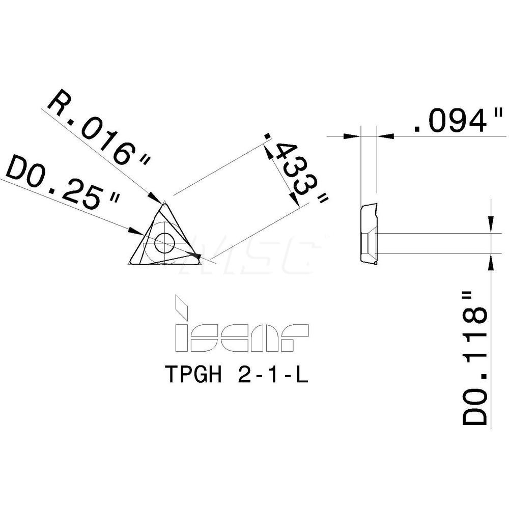 Iscar - Turning Insert: TPGH 2-1 L IC-20, Carbide | MSC Direct