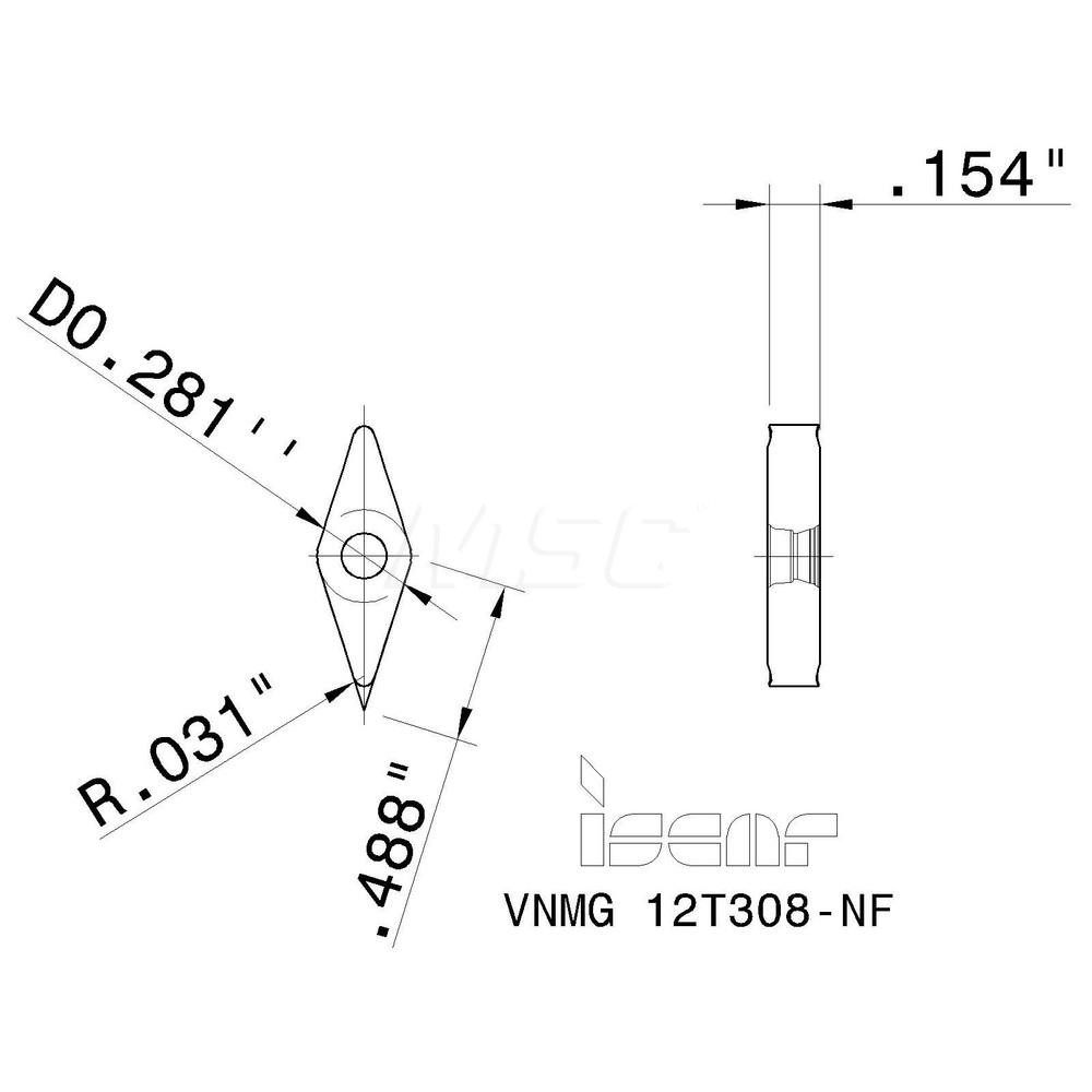 Iscar - Turning Inserts: Insert Style: VNMG; ANSI Size Code: 2.5-2; ISO ...