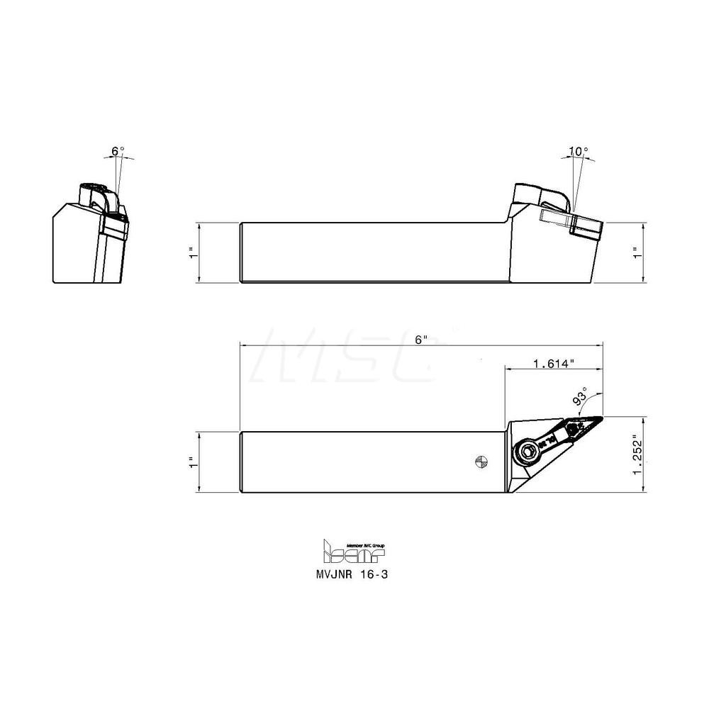 Iscar - Indexable Turning Toolholder: MVJNR 16-3 COM. | MSC Direct