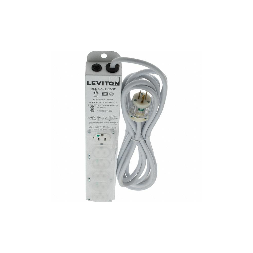 Leviton - 6 Outlets, 125 VAC15 Amps, 15' Cord, Surge Power Outlet Strip ...