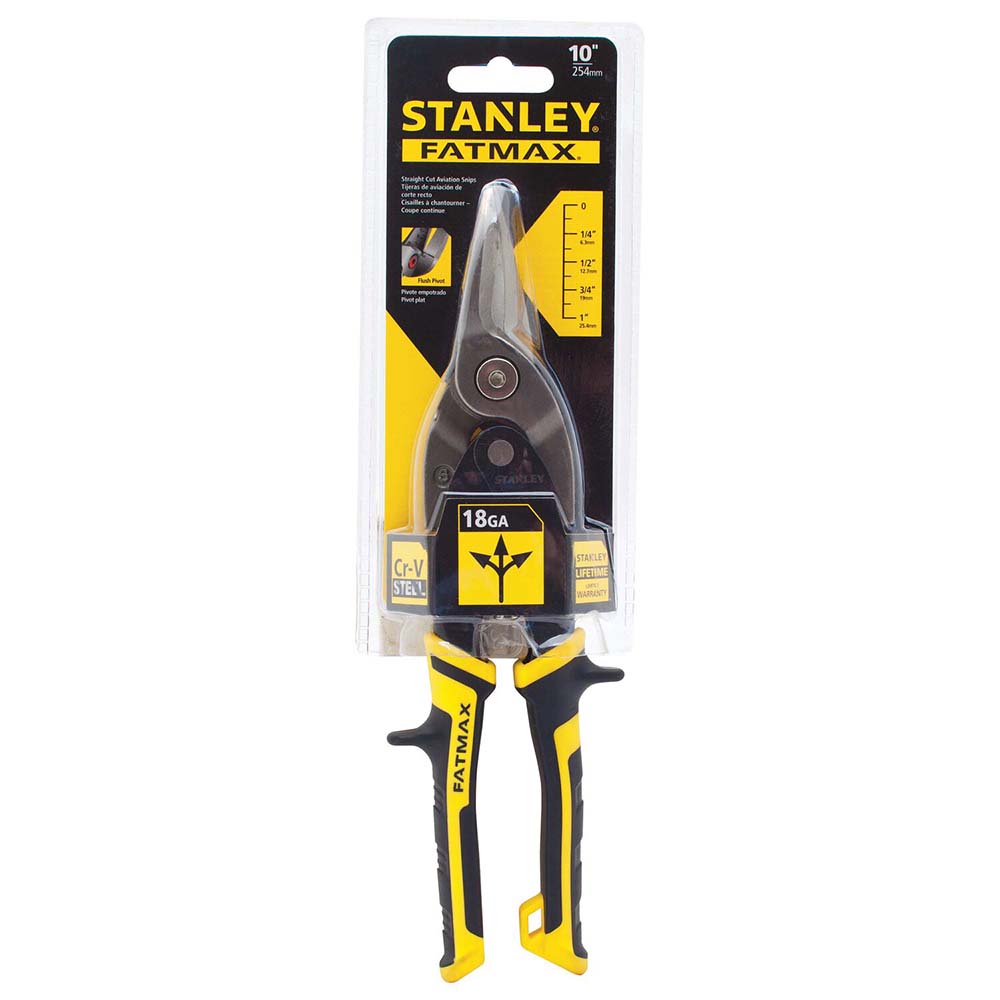 Stanley - Aviation Snips: 10" OAL, 1-3/16" LOC, Hardened Steel Blades ...