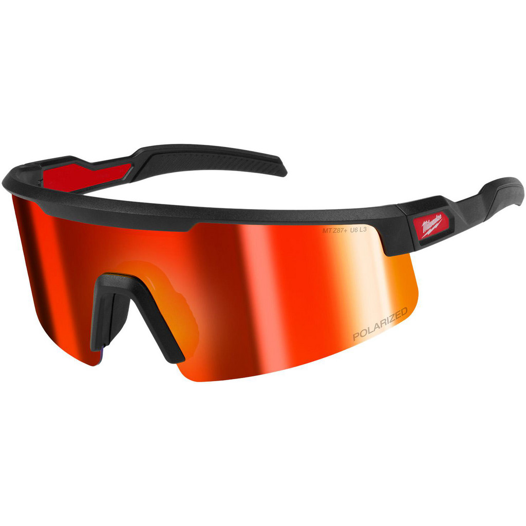 Milwaukee Tool - Safety Glasses: Scratch-Resistant, Polycarbonate, Red ...