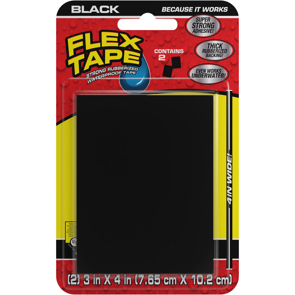 Flex Seal - Flex Tape Mini, Black, 3"x4", 2/Pack | MSC Direct
