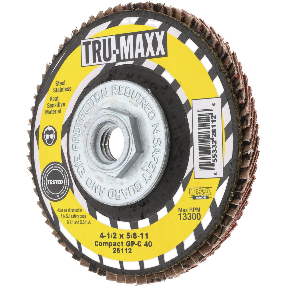 Tru-Maxx - Flap Disc: 4-1/2" Dia, 40 Grit, Ceramic Alumina, Type 29 ...
