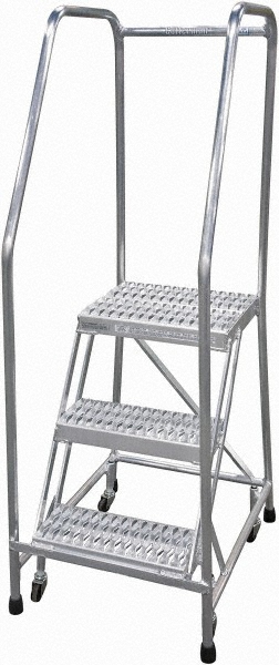 Cotterman - Aluminum Rolling Ladder: 350 lb Capacity, 3 Step | MSC Direct