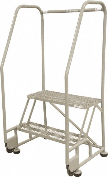 Cotterman - Steel Tilt & Roll Rolling Ladder: 450 lb Capacity, 2 Step ...