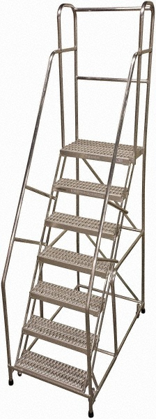 Cotterman - Aluminum Rolling Ladder: 350 lb Capacity, 7 Step | MSC Direct