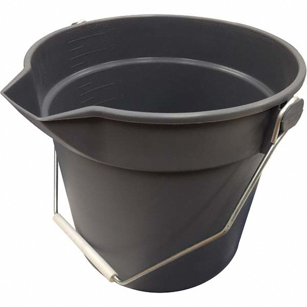 Value Collection - 10 Qt, 10-1/4" High, Plastic Round Gray Single Pail ...