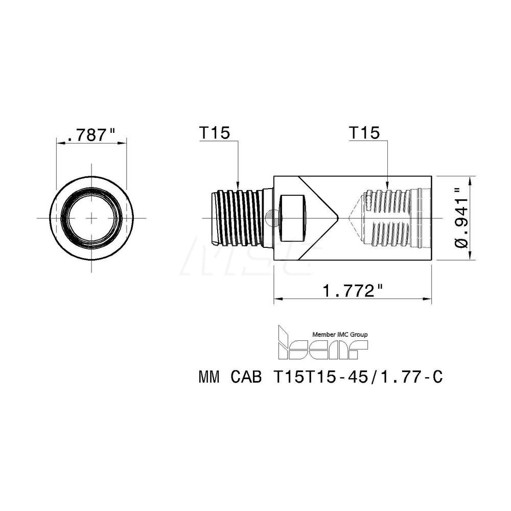 Iscar - T15 Connection to Tip, T15 Connection to Shank, Milling Tip ...
