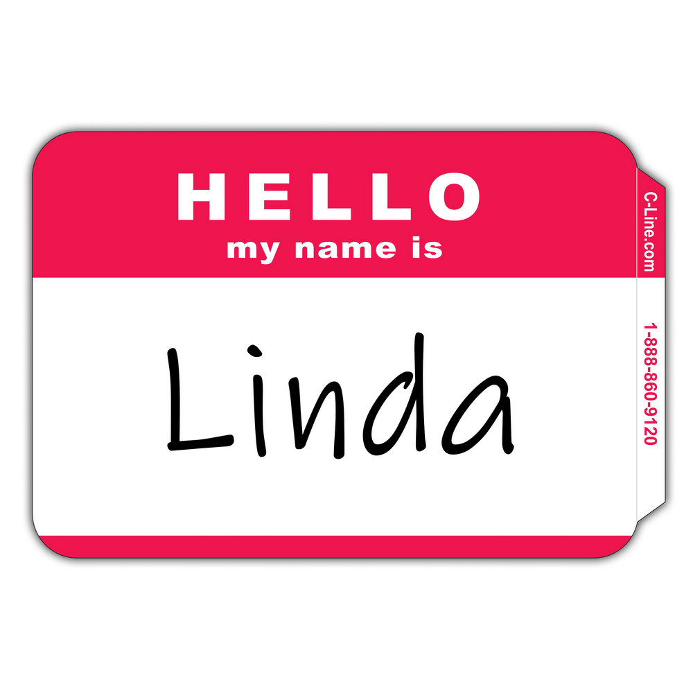 C-LINE® - ID Badges: Pressure Sensitive Adhesive Label, Hello my name ...