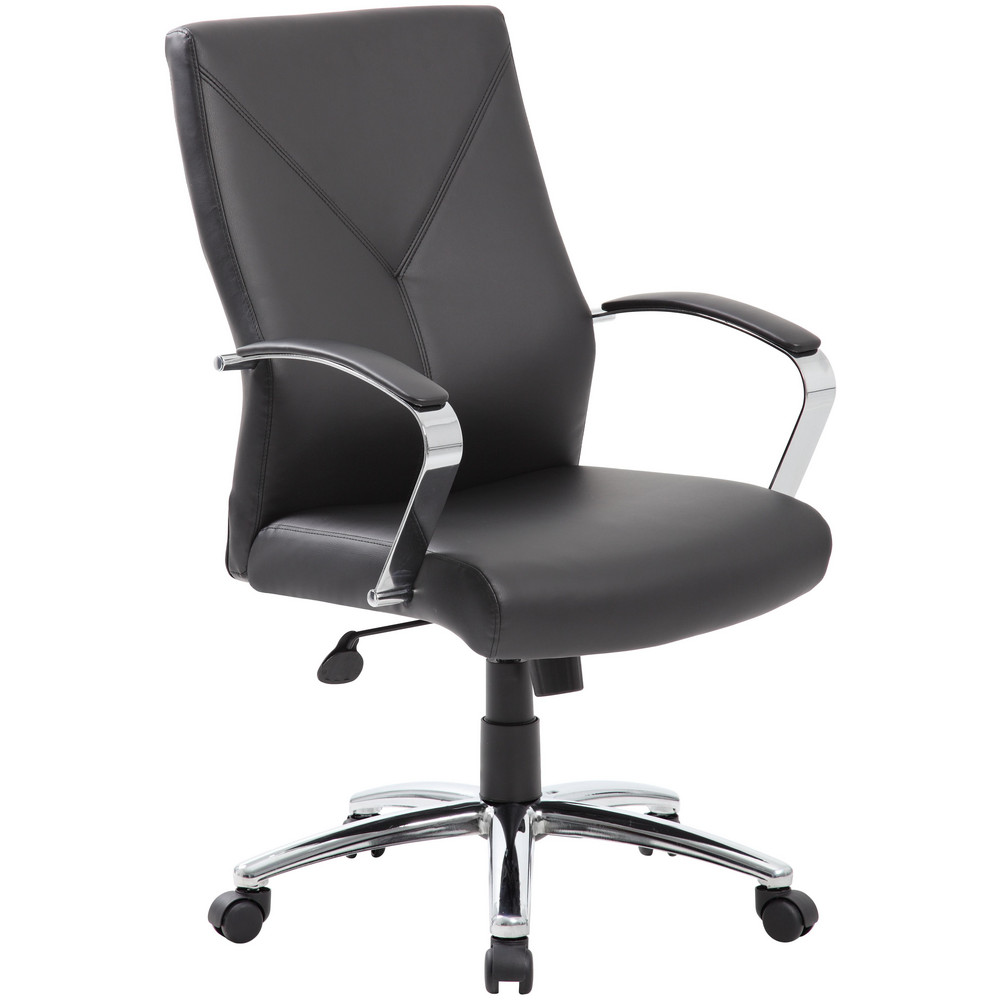 Boss Office Products - Task Chair: PU Leather, Adjustable Height, Black ...