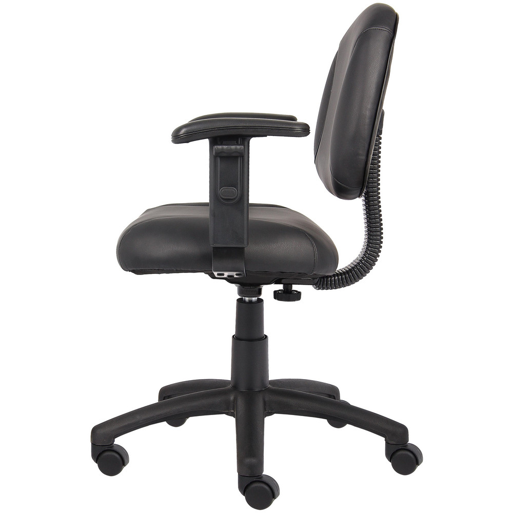 Boss Office Products - Task Chair: PU Leather, Adjustable Height, Black ...