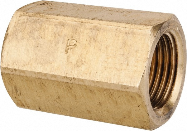 Parker - Brass Flared Tube Union: 3/8" OD, 5/8-18 Thread, 45 deg Flared ...